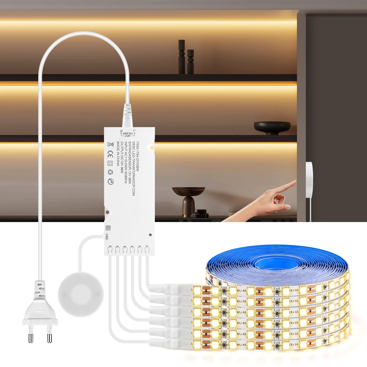 Double-Layer-PCB-2835-LED-Strip-Lights-Penetrable-Wood-Touch-Control ...
