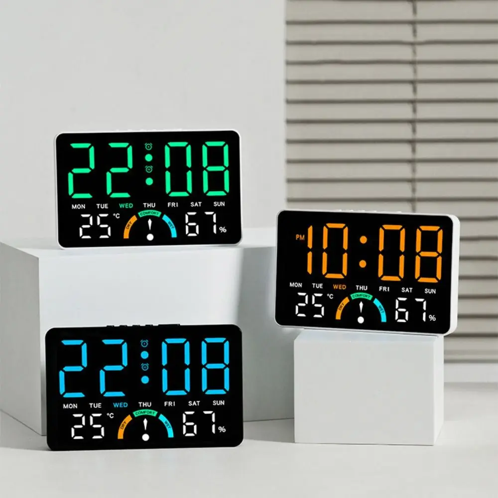 Wall-mounted Electronic Wall Clock Multi-functional Date Digital LED ...