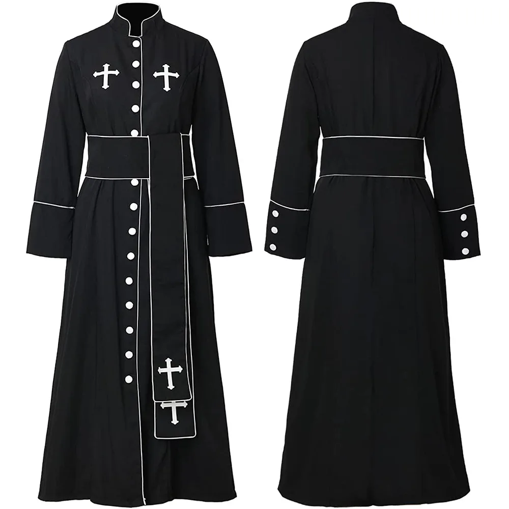 Clergy Cassock Robe for Women Church Pastor Priest Cross Costume Roman ...