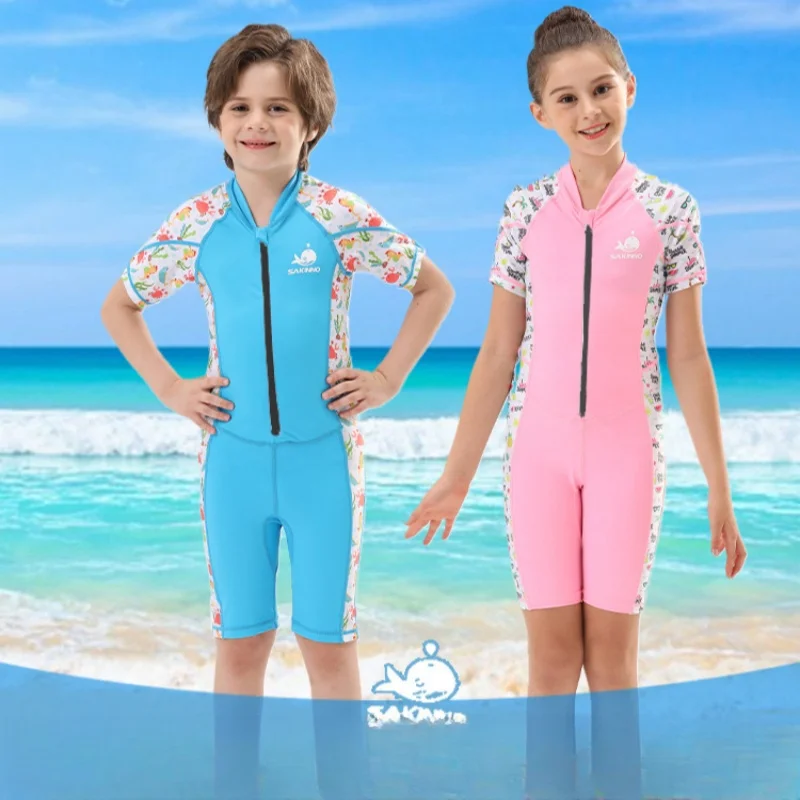 Children-Rash-Guards-One-Piece-Short-Sleeves-Swimsuit-For-Girls-Boys ...