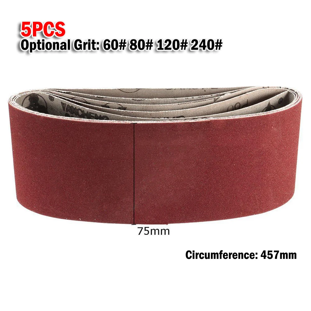 5pcs-75-457mm-Sanding-Belts-Polishing-Band-Grinding-Sandpaper-60-80-120 ...