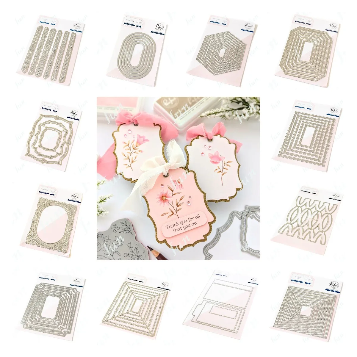 Nested Hexagons Double Stitch Frame Die Cutting Dies and Hot Foil ...