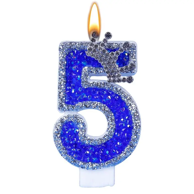 Blue-Birthday-Candles-Glitter-Blue-Candles-For-Cake-3D-Shape-Cake ...