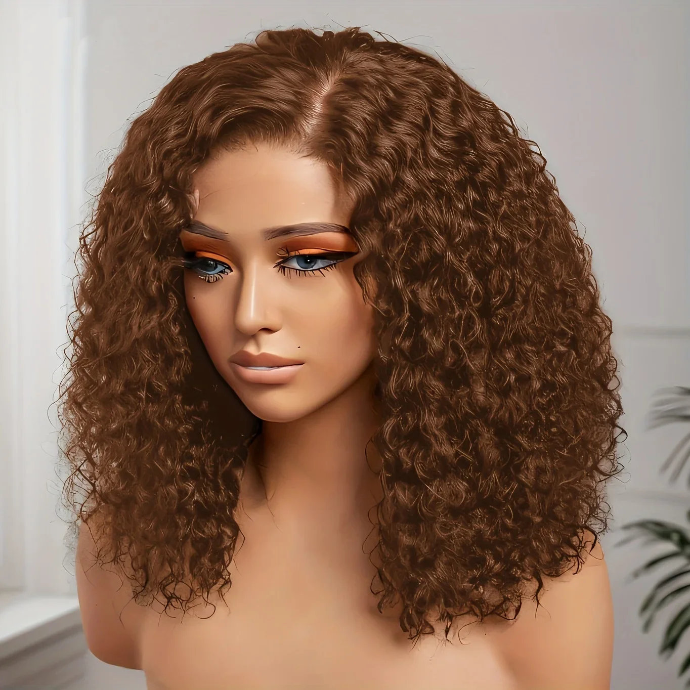 Brown-Kinky-Curly-14Inch-180Density-Preplucked-Glueless-Lase-Front-Hair ...