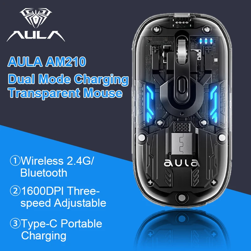 AULA-AM210-Bluetooth-Mouse-Dual-mode-Transparent-Light-Sound ...