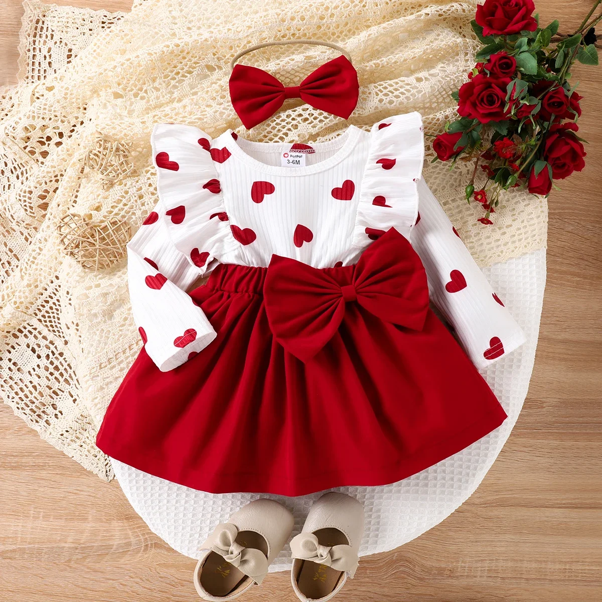 PatPat-2pcs-Baby-Girl-Heart-shaped-Dress-Set-Soft-and-Comfortable ...