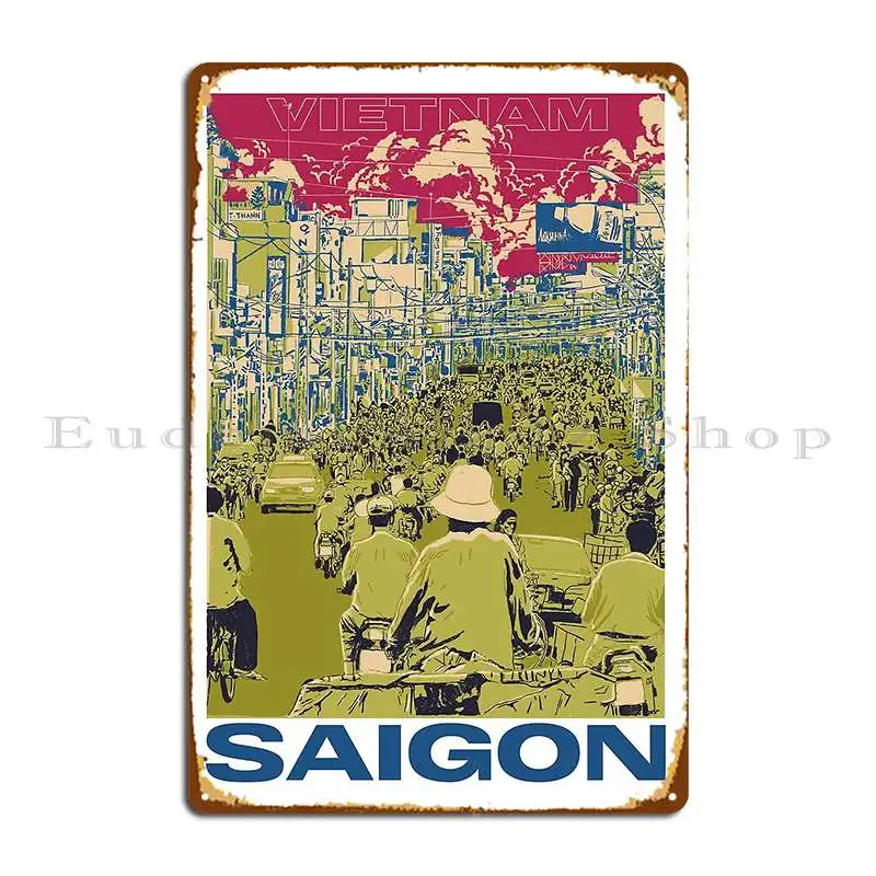 Vintage Saigon Vietnam Travel Metal Sign Wall Decor Create Plaques Wall ...