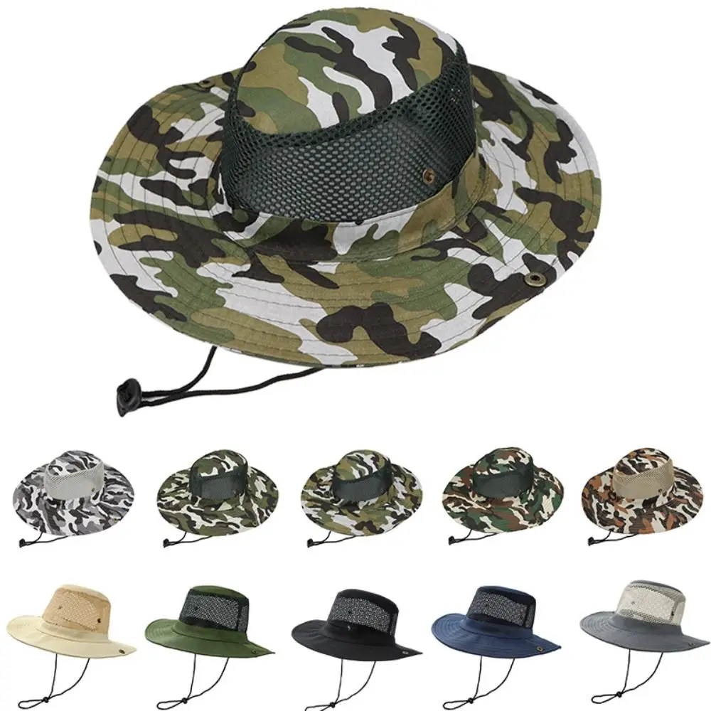 Outdoor-Fishing-Mesh-Camouflage-Hiking-Cap-Bucket-Hat-Sun-Visor-Hat-Sun ...