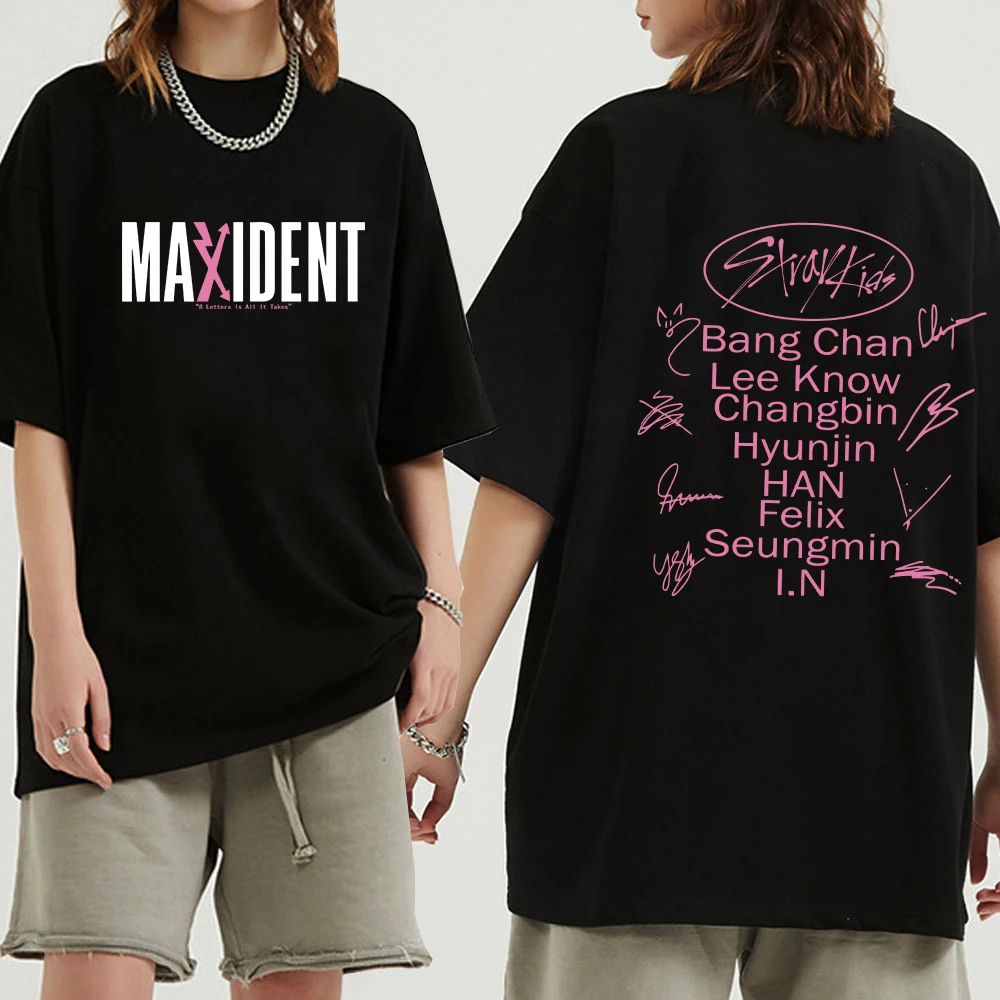 Stray Kids Maxident T Shirts Men Women Short Sleeve T-Shirt Hip Hop ...