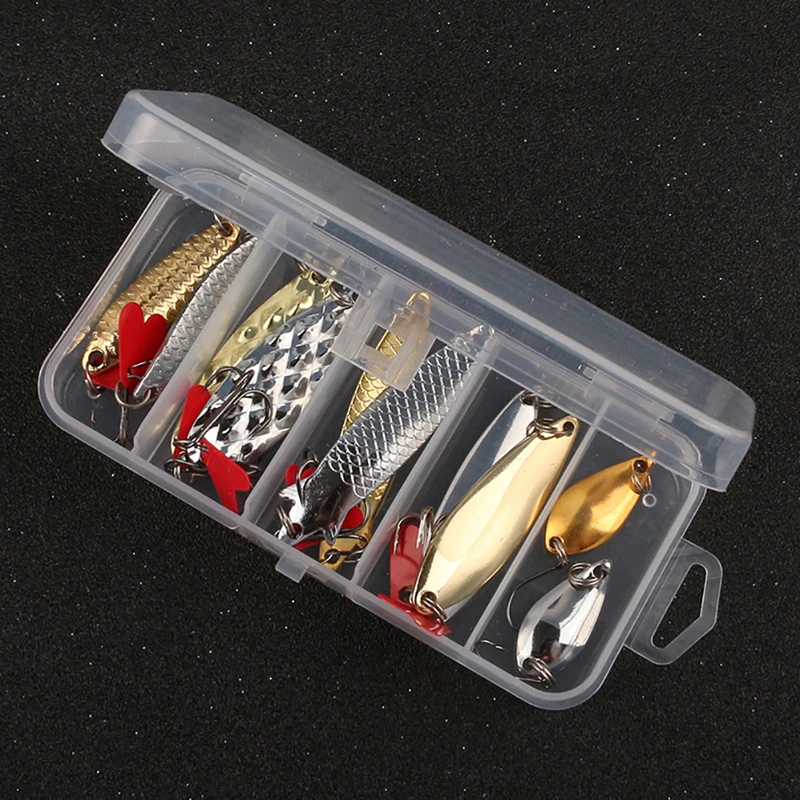 New-6-10Pcs-Fishing-Metal-Spoon-Lure-Kit-Set-Gold-Silver-Baits-Sequins ...
