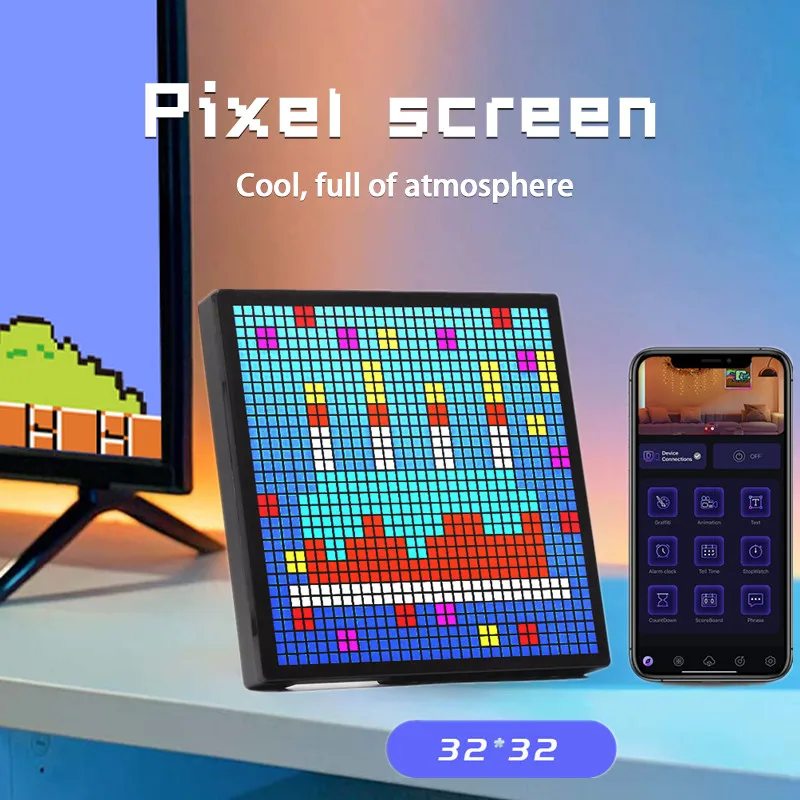 Smart-LED-Matrix-Pixel-Display-Screen-Luz-Noturna-Program-vel-DIY-Photo ...