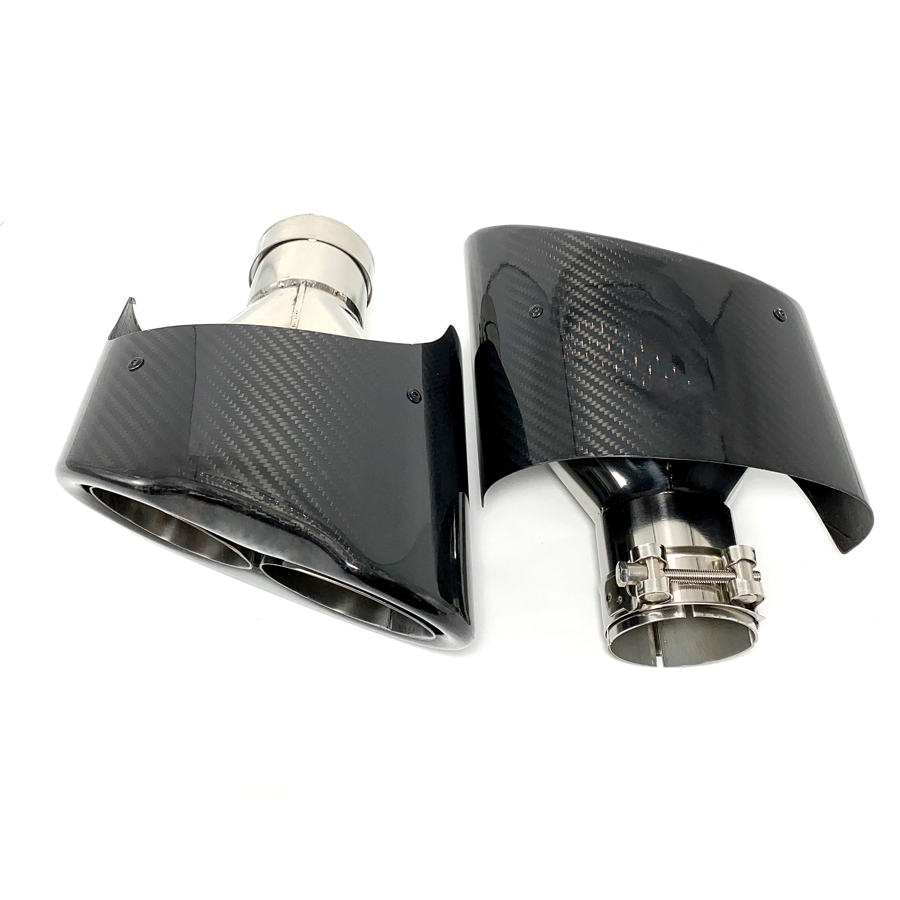 1 Pair Carbon Fiber Exhaust Tip For Audi RS3 RS4 RS5 RS6 RS7 A3 A4 A5 ...