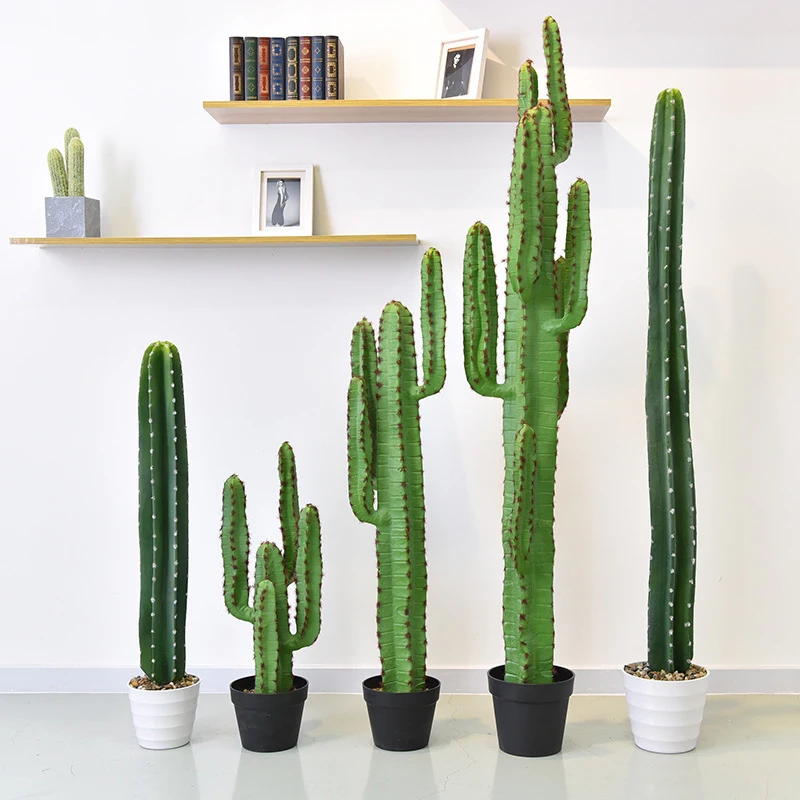 Artificial Cactus Plant Tropical False Potted Green Desert Plant Large ...