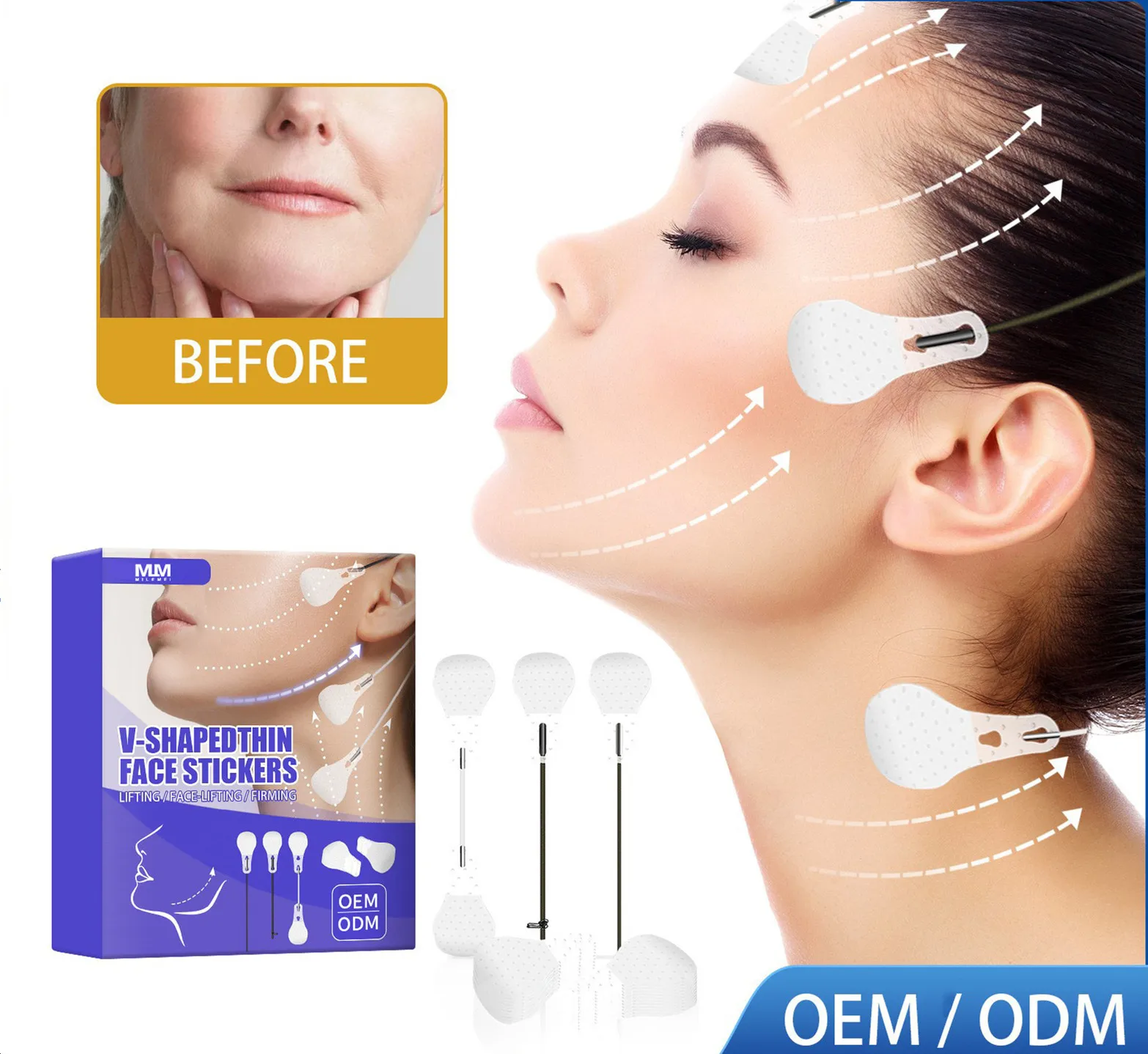 40pcs Invisible V Face Lift Tapes Wrinkle Removal Sticker Lifting Chin ...