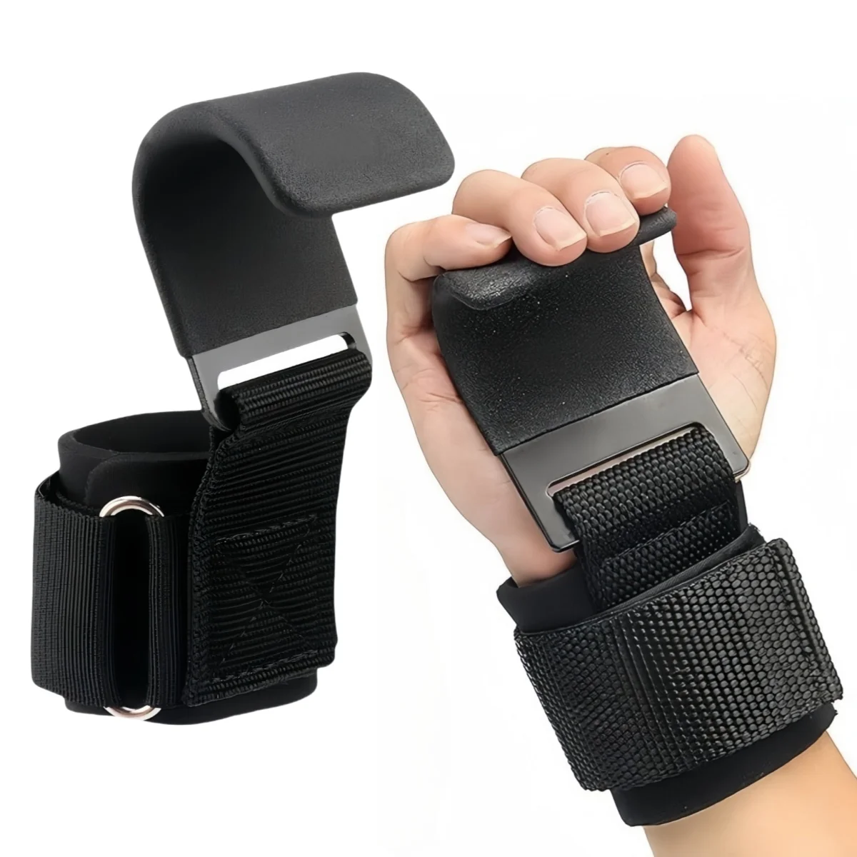 1/2PCS Weight Lifting Hand Support Pull-up Wrist Hooks Horizontal ...