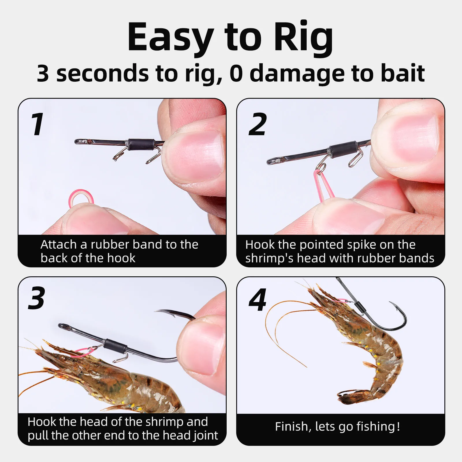 Shrimp Walker Hook - Saltwater Rig 10 Pieces, Heavy-Duty Bass