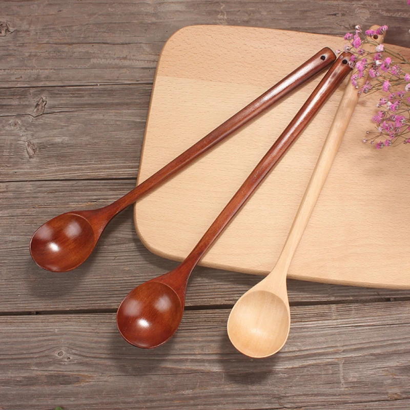 Japanese-Style-Long-Handle-Wooden-Spoon-Coffee-Stirring-Rod-Tea-Dessert ...