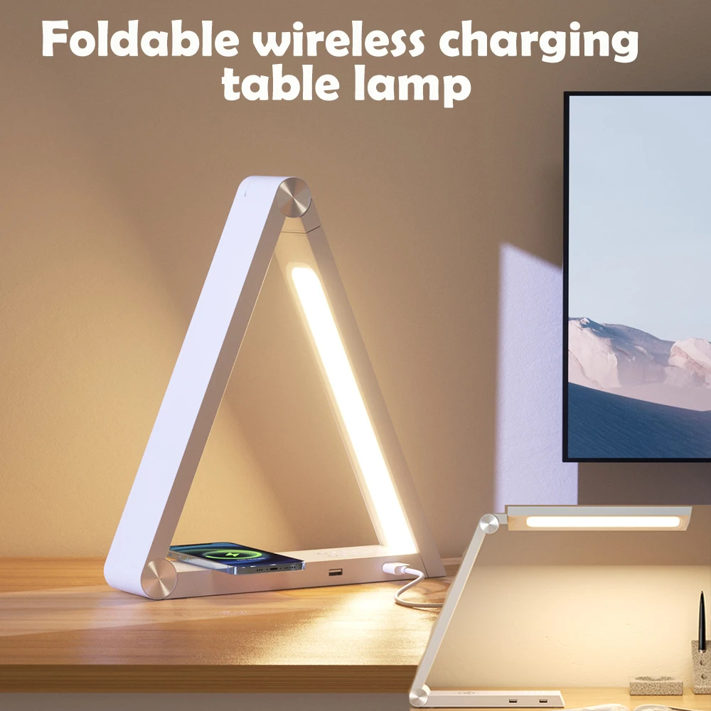 Foldable-Triangle-Desk-Lamp-10W-Wireless-Charging-Reading-Light-Touch ...