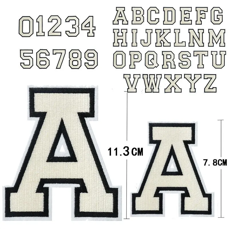 White-Embroidered-11-3cm-Letters-Iron-On-Patch-Jersey-Number-Figures ...