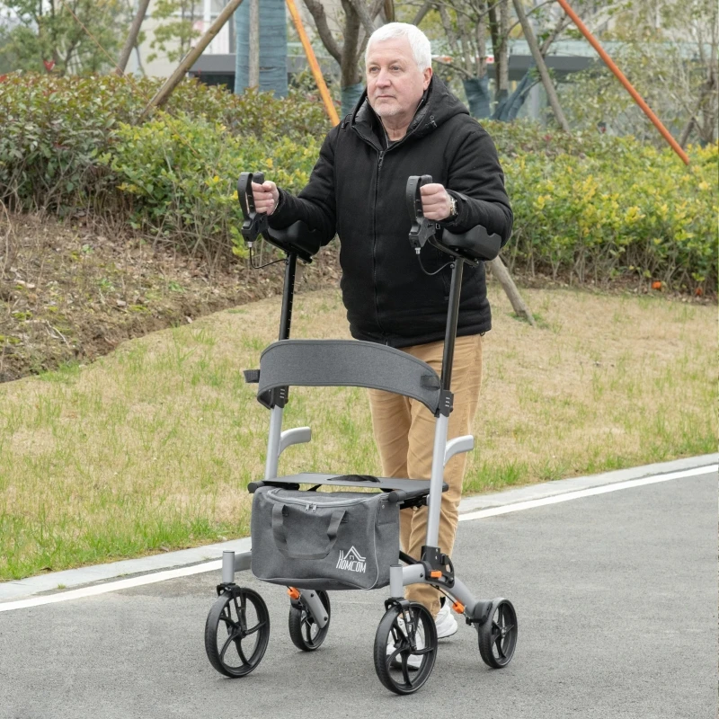 Aluminum Forearm Rollator Walker for Seniors and Adults with 10'' Wheels, Seat and Backrest ...