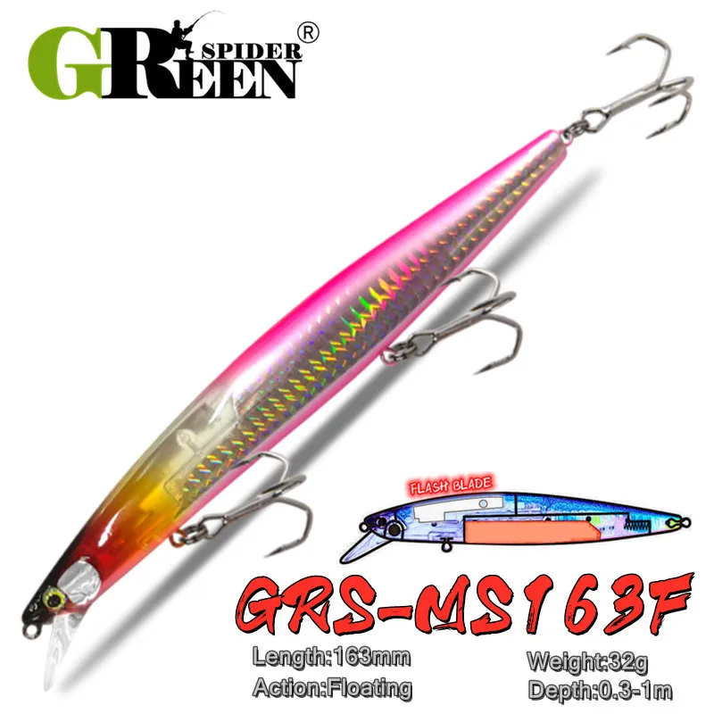 GRS-Hot-Flash-Lures-Long-Flash-Blade-Floatng-Fishing-Minnow-163mm-32g ...
