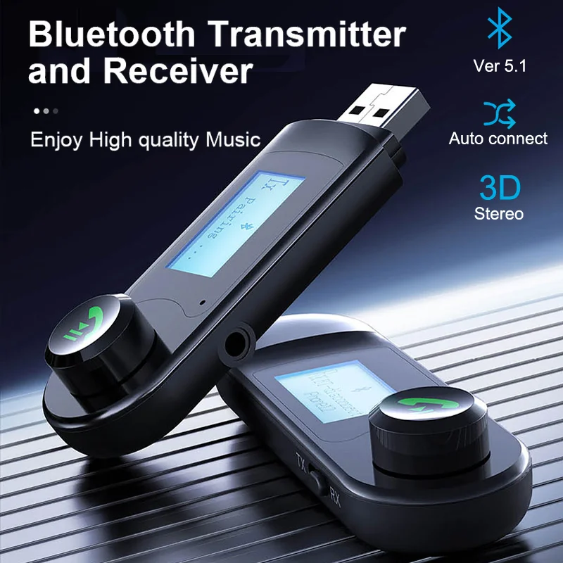 USB-Bluetooth-Transmitter-Receiver-LCD-Display-3-5MM-AUX-Wireless ...