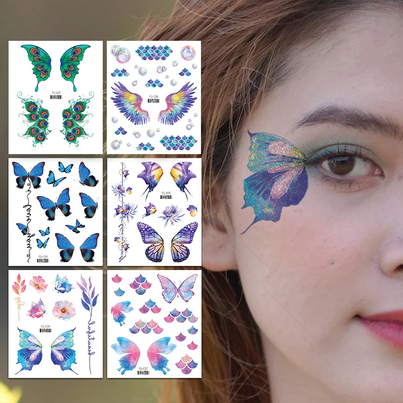 Fairy-Shiny-Glittering-Butterfly-Tattoo-Sticker-Waterproof-Eyes-Face ...