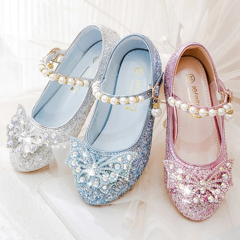 Princess-Shoes-Girls-Butterfly-Knot-Sequins-Non-Slip-Performance-Party ...