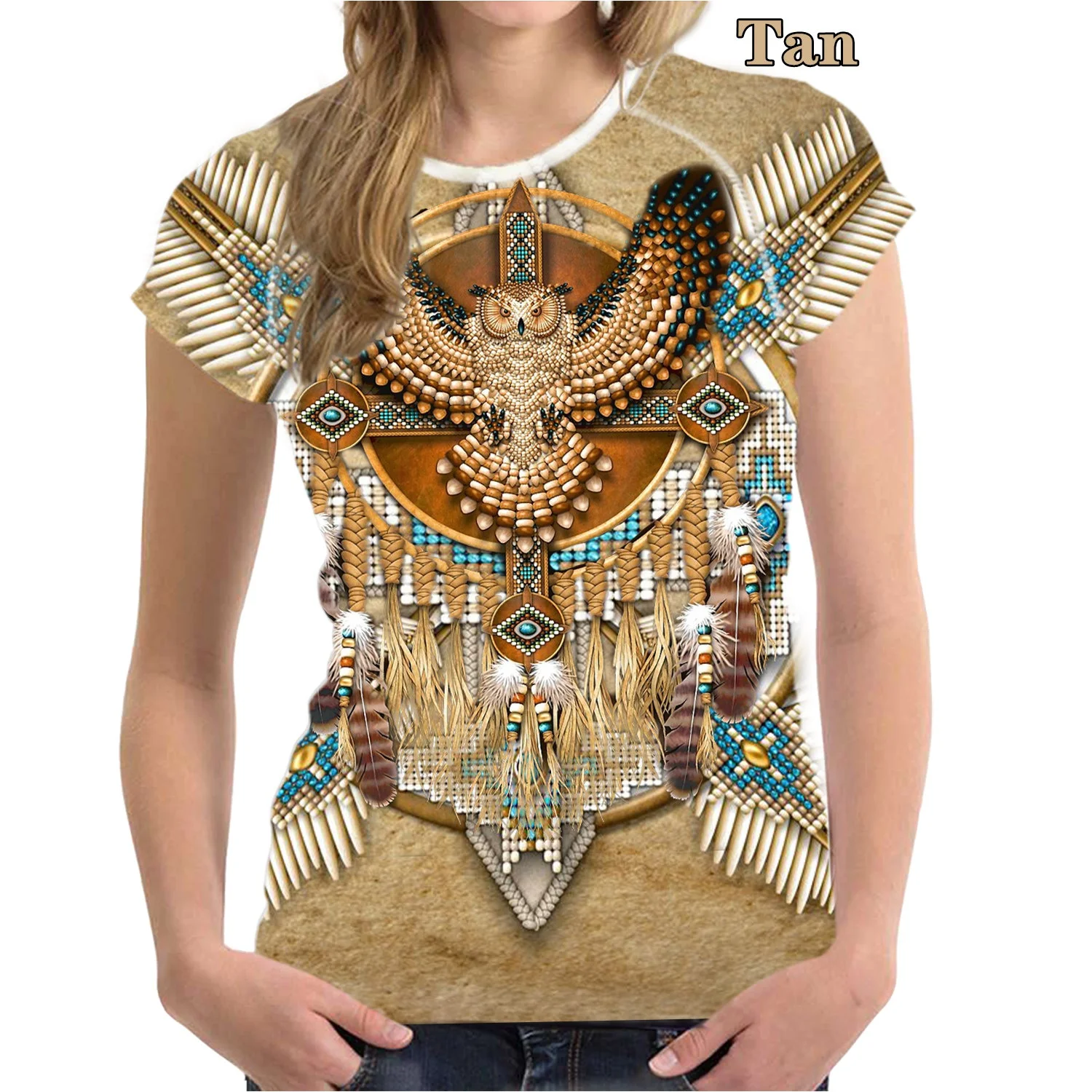 Jersey-con-estampado-indio-nativo-para-mujer-camisetas-de-manga-corta ...