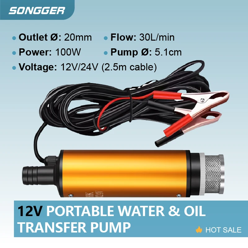 Portable Water and Oil Transfer Pump 12V 24V Self-Priming Aluminum for Diesel Alcohol Water ...