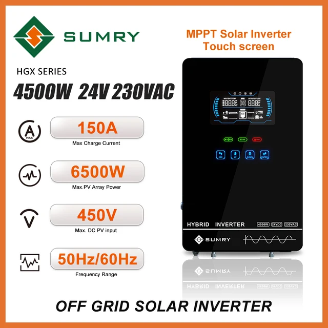 SUMRY 4.5Kw Solar Off grid Inverter DC24V 120VAC 230VAC Pure sine wave ...