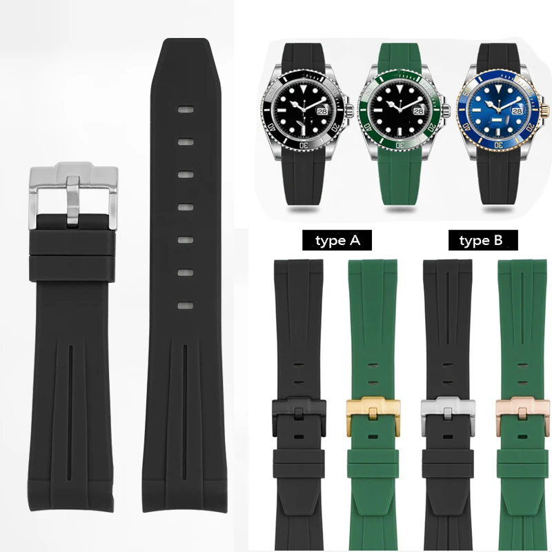 Replacement Bands For Rolex Submariner Explorer 21mm Watch Strap Curved ...