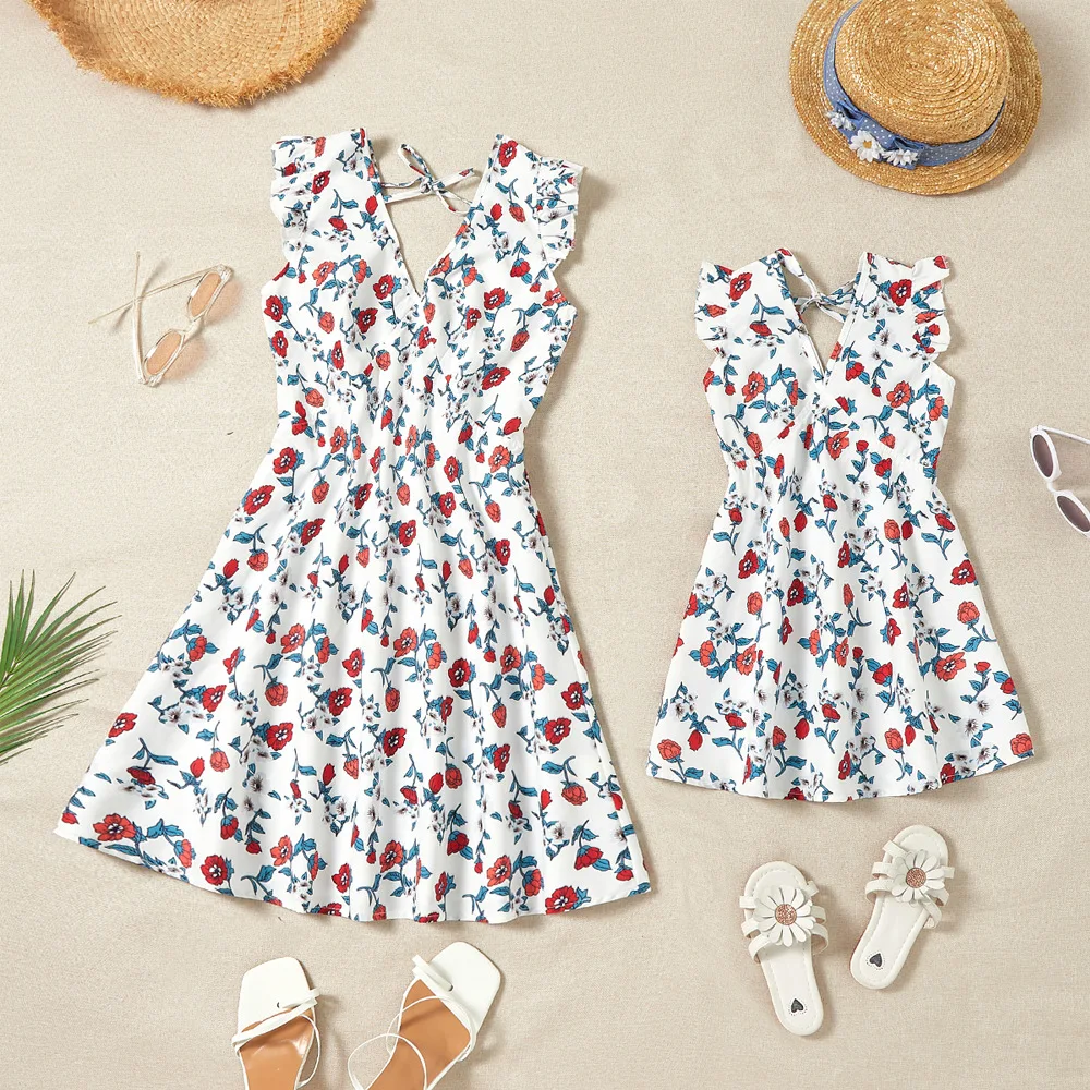 Parent-child Backless Dress Mummy Daughter Summer Floral Vestidos New ...