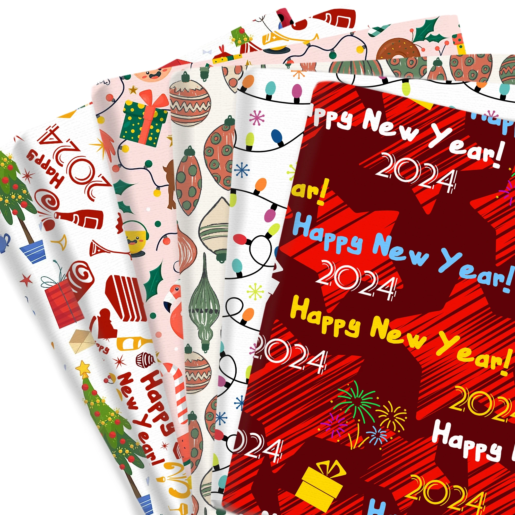 50*145cm Happy 2024 New Year Patchwork Printed Cotton Fabric For Tissue ...
