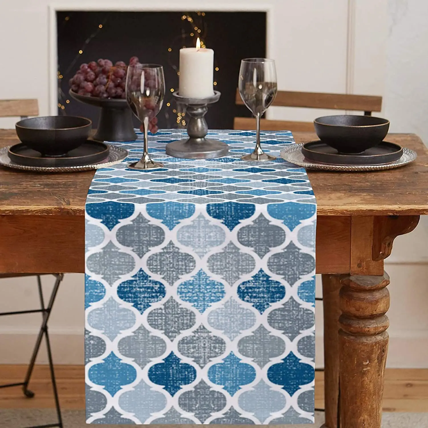 Linen-Table-Runner-73-Inche-Geometry-Rhombus-Table-Decor-Coffee-Table ...
