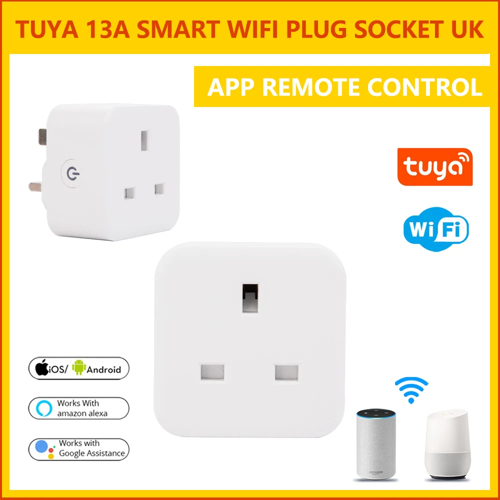 Tuya 13A Smart Wifi Plug Socket UK With Power Energy Monitor Remote ...