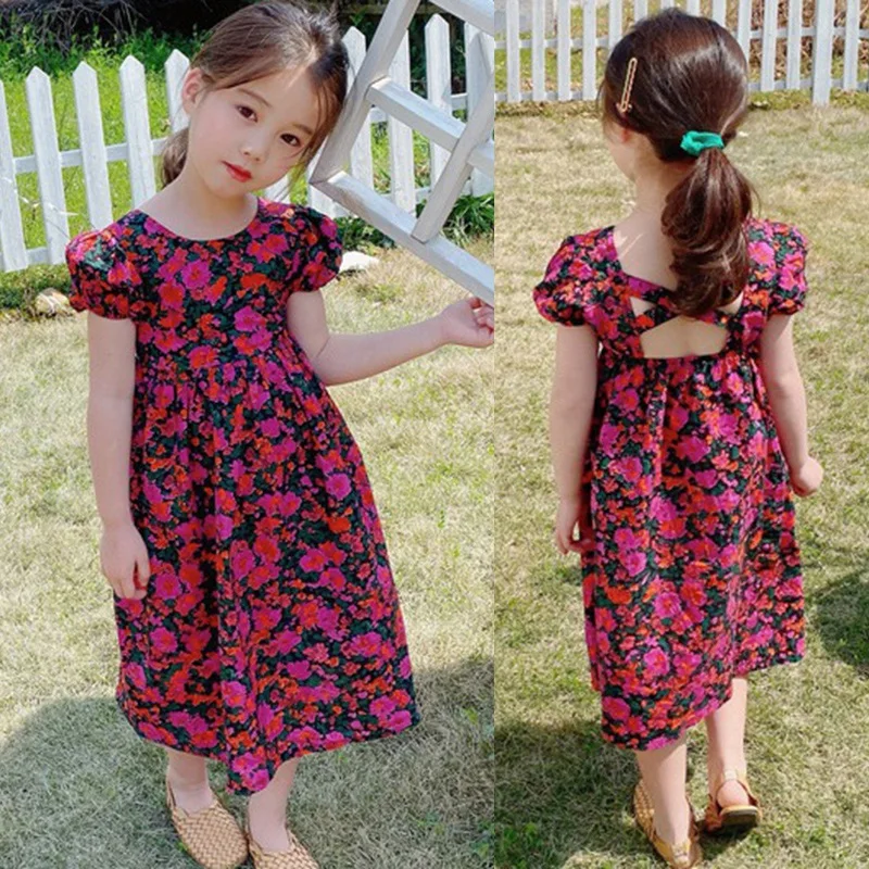 Summer-Toddler-Girls-Open-Back-Dress-Summer-Puff-Sleeve-Girl ...
