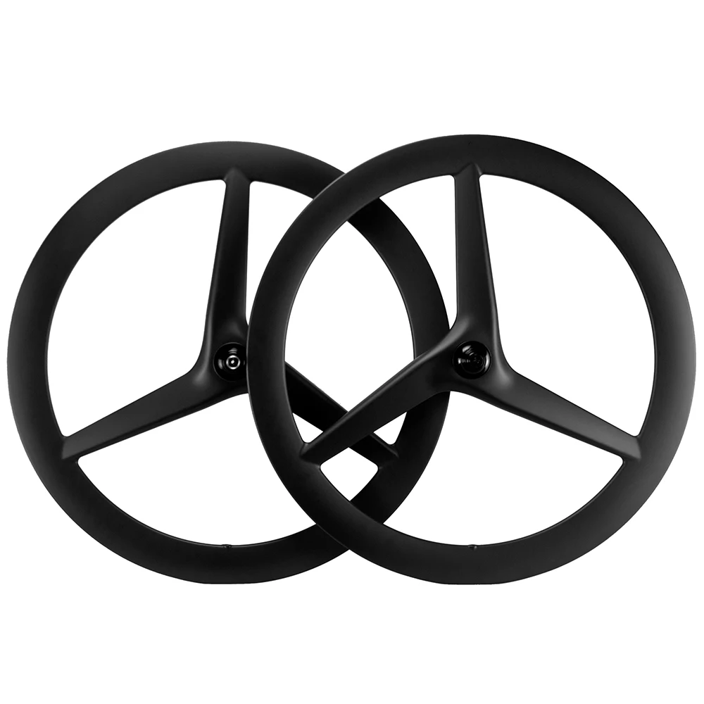 NEW-Tubeless-3-Spokes-Carbon-Wheels-700C-Tri-Spokes-Fixed-Gear-Road-Hub ...