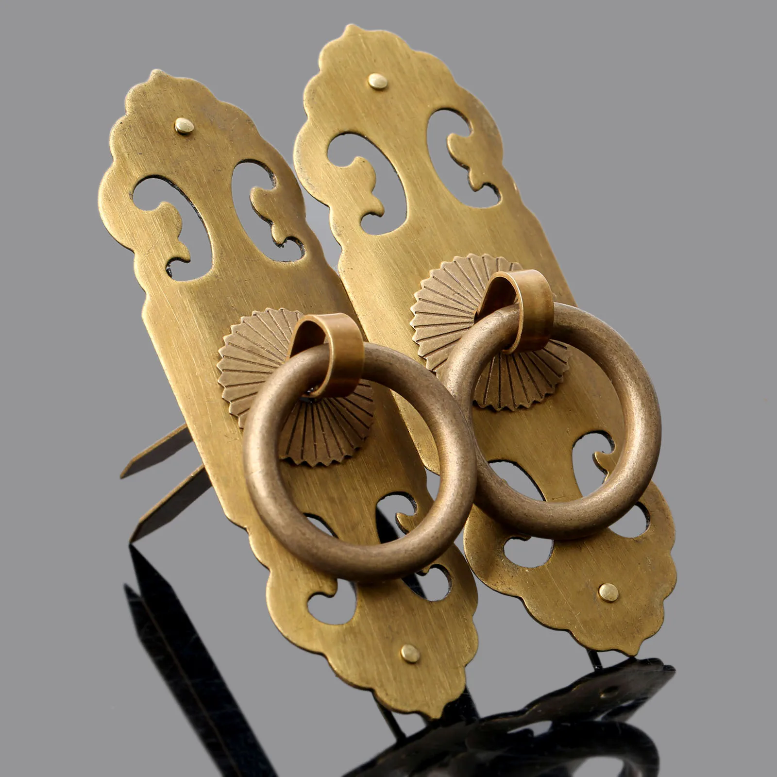 2pcs Vintage Chinese Style Furniture Pull Lock Latch Cabinet Hardware ...