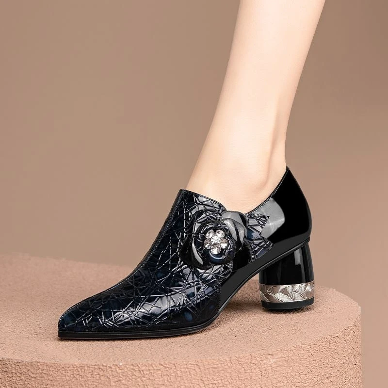 Size-33-43-Rhinestone-Flower-Design-Genuine-Leather-High-Heel-Shoes ...