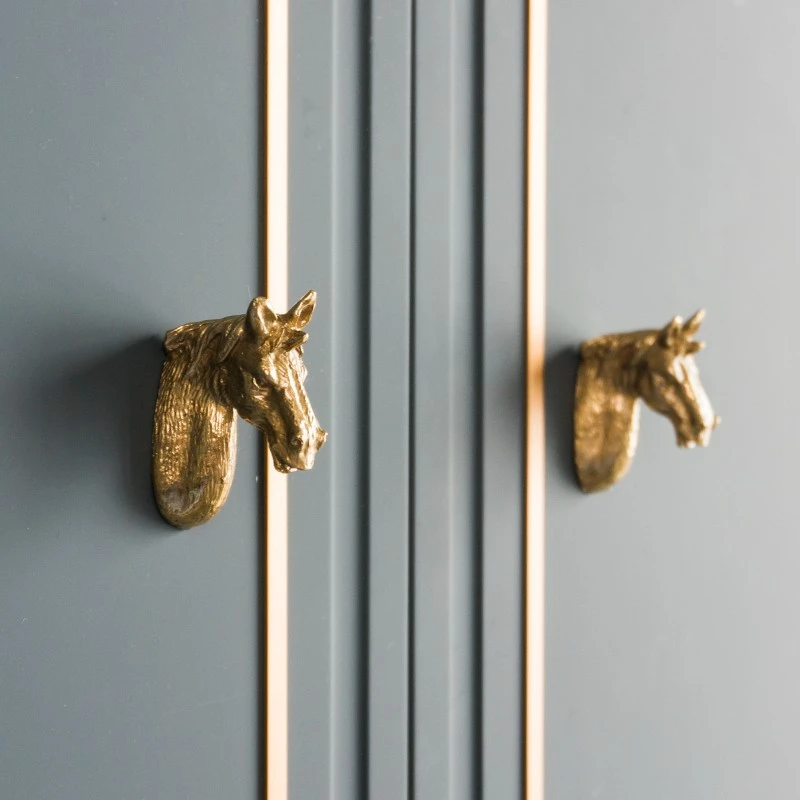 Horse Head Shape Furniture Handles Retro Style Drawer Knobs Black Grey ...