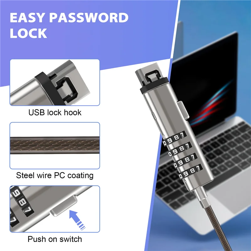 ¡Nuevo! 4 cerraduras universales digitales USB para ordenador portátil ...
