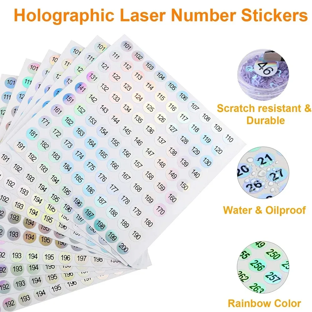 Number-1-to-1000-Laser-Number-Sticker-Round-Waterproof-Nail-Sticker ...