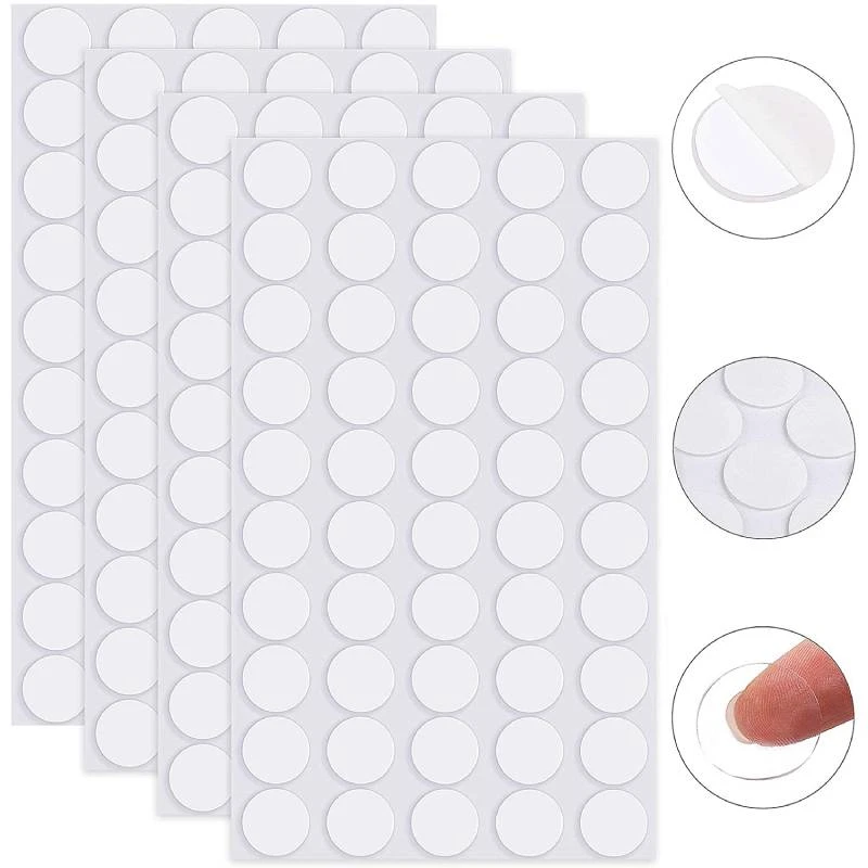 100pcs 1/1.5/2cm Double Sided Tape Stickers Removable Round Clear ...