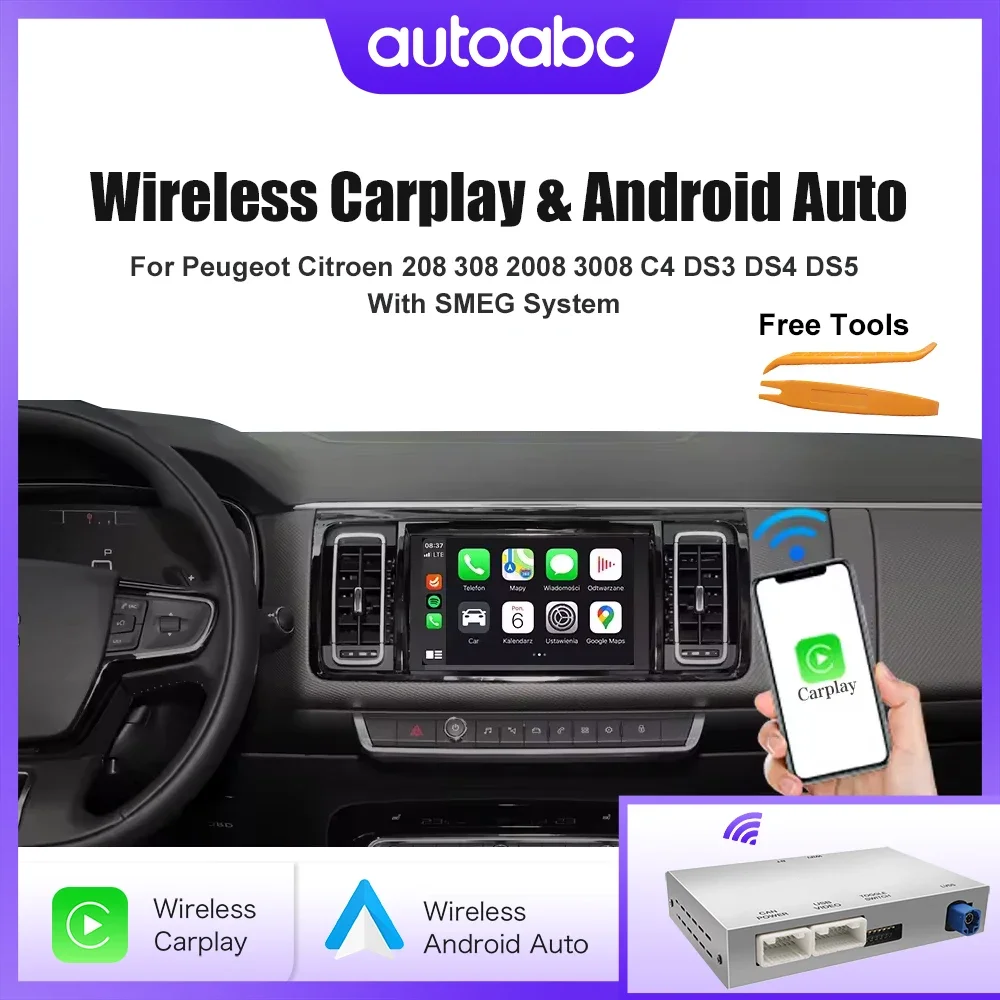 AUTOABC Wireless Carplay Android auto for Peugeot SMEG 208 308 508 3008 ...