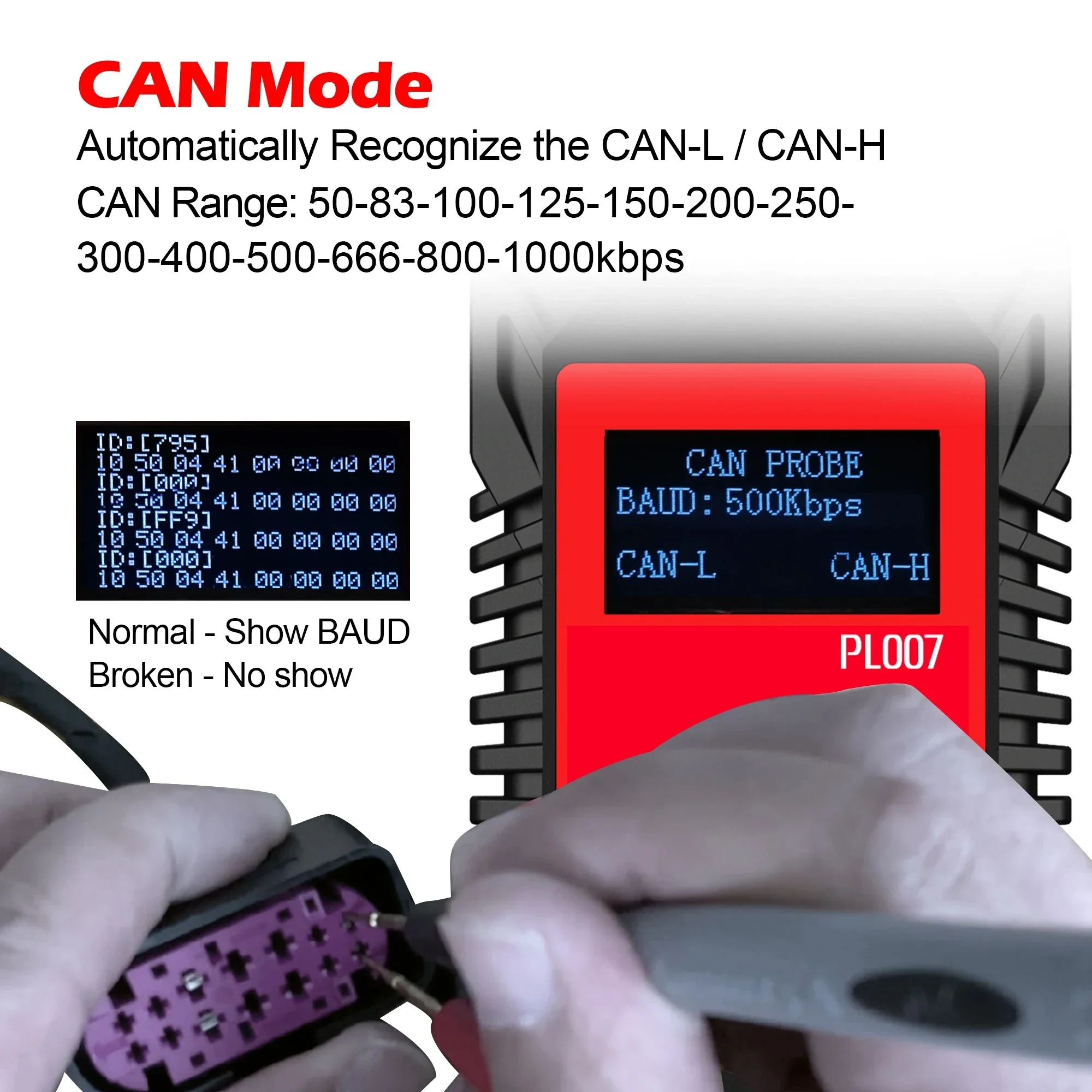 CAN LIN PWM Tester WOYO PL007 Auto-recognize CAN-H CAN-L Check PWM ...