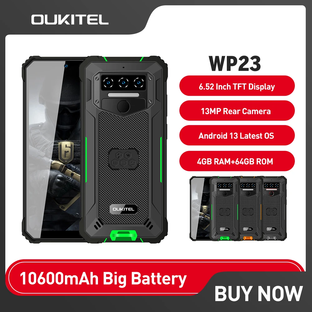 Oukitel-WP23-Rugged-Mobile-Phone-6-52Inch-HD-Display-10600mAh-Battery-Smartphones-13MP-Rear ...