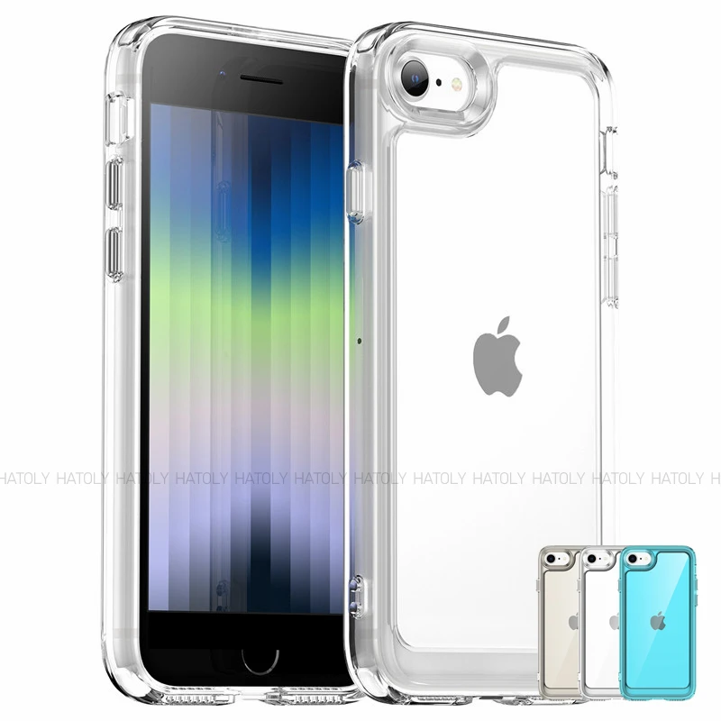 For-iPhone-SE-2020-Case-Luxury-Candy-Color-Transparent-TPU-Phone-Case ...
