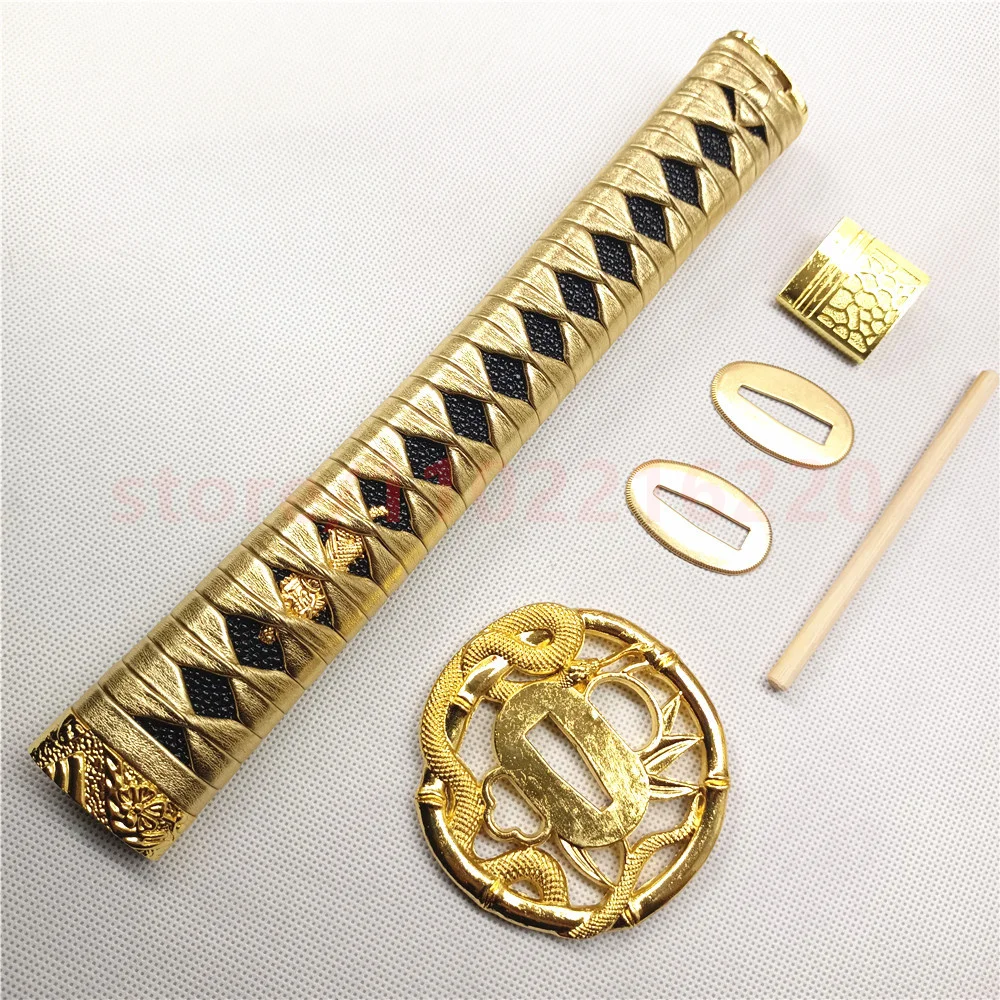 Nice Gold Tsuka Handle Hilt Alloy Tsuba Handguard Guard Habaki Seppa ...