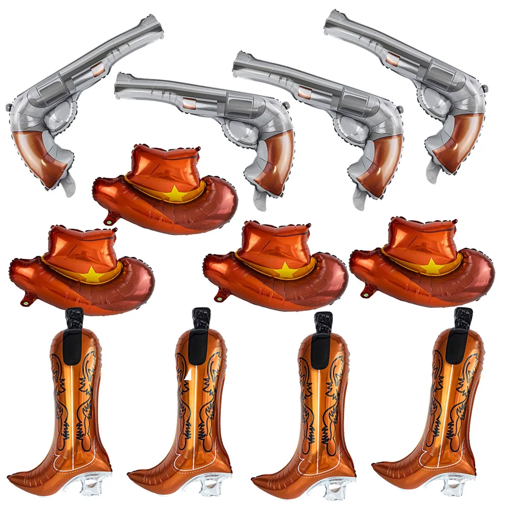 4Pcs Western Cowboy Party Balloons Cowboy Boot Hat Foil Balloon and ...